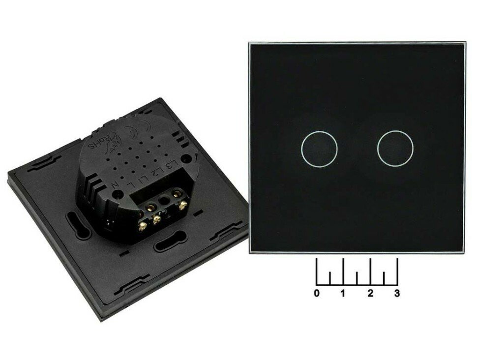 Выключатель сенсорный двухканальный 300W Axus черный