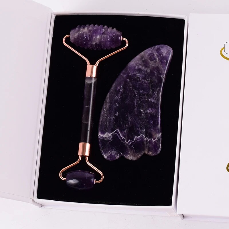 Аметистовые Роллеры Для Лица: Массажер Из Натурального Камня Для Акупунктуры, Здоровья, Красоты, Шеи, Похудения