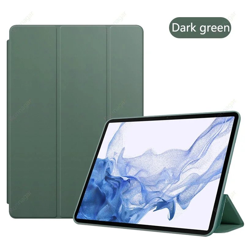 Складной кожаный чехол для Samsung Galaxy Tab A9 Plus Tab A9 (8.7 inch), dark green