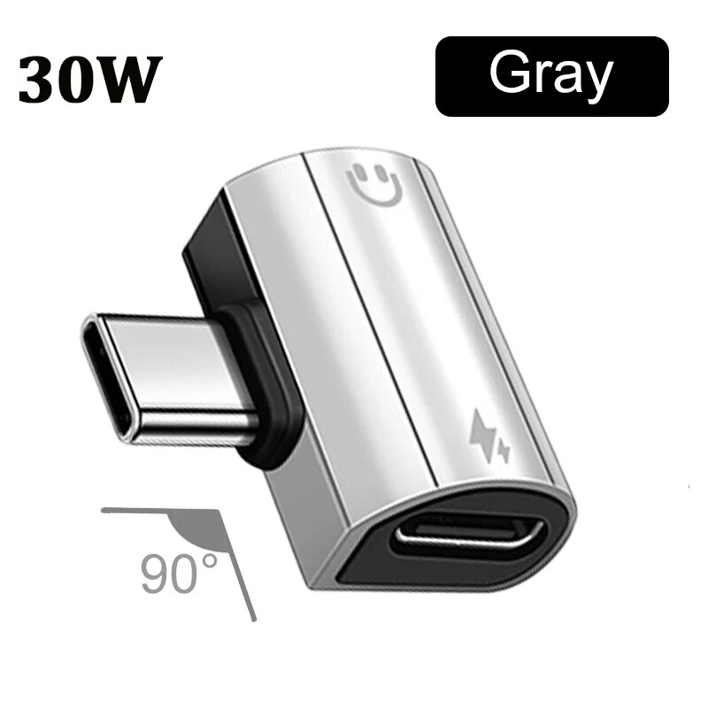 USB-адаптер для наушников и зарядного устройства типа C на 3,5 мм, разветвитель быстрой Grey 30W