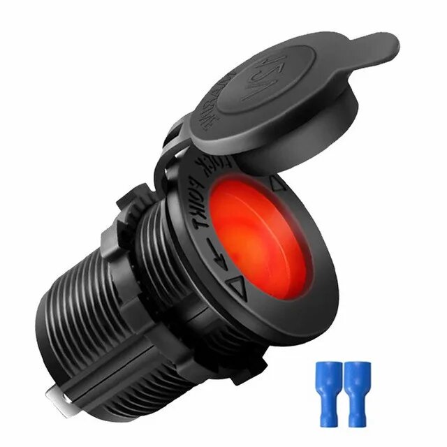 Автомобильный прикуриватель 12-24 В, водонепроницаемый штепсель, подходит для лодки, автомобиля, Red