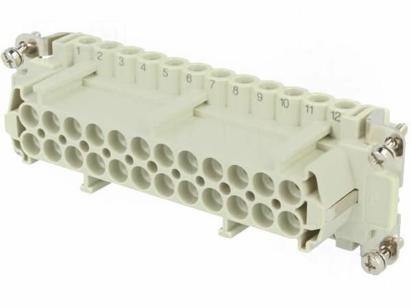 Разъем HDC ILME CNEF24T, "мама", CNE, PIN 24, 24+PE, размер 104.27, 16А, 500В
