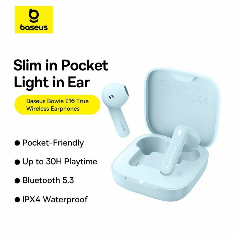 Наушники беспроводные Baseus Bowie E16 (A00061900313-01) голубой