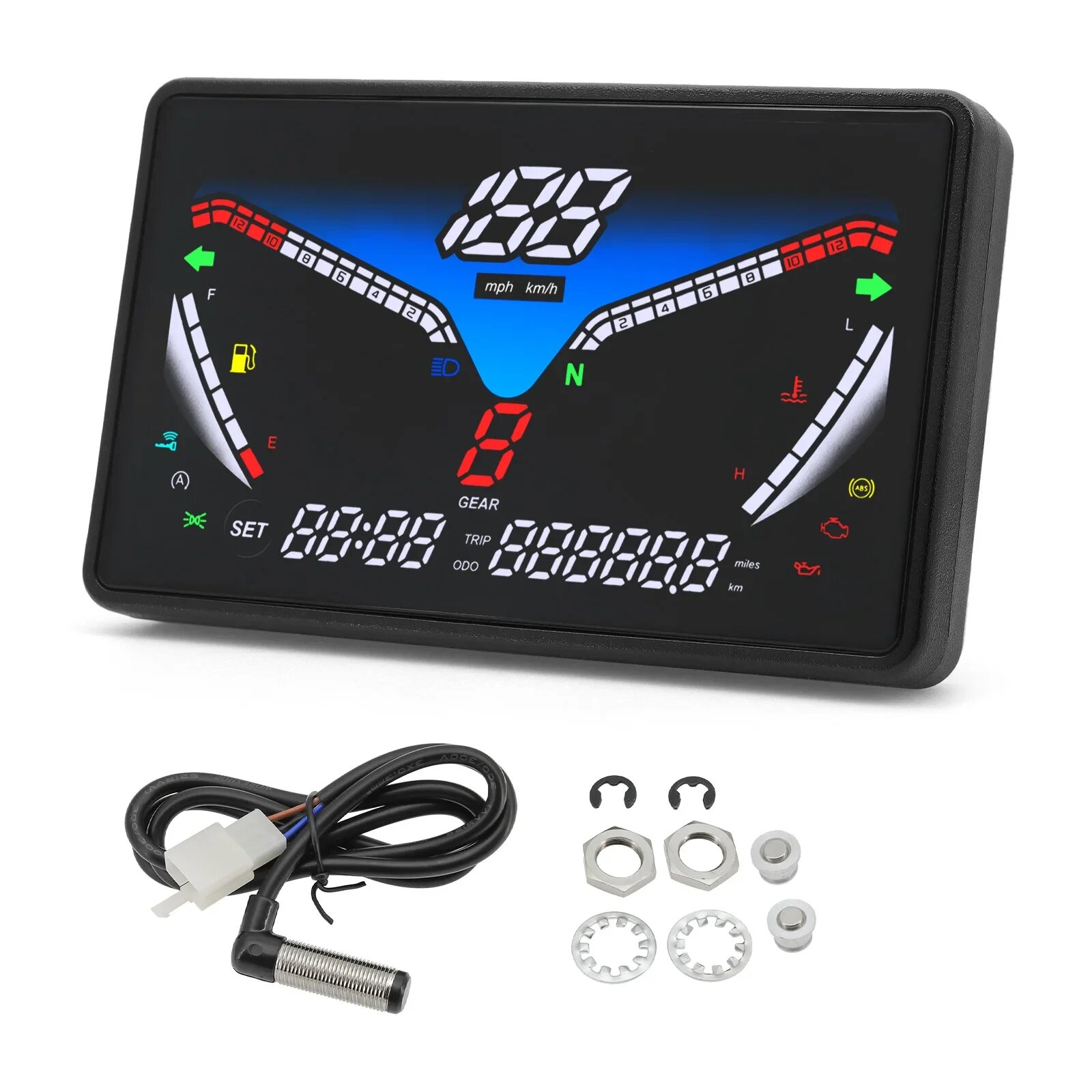 AD светодиодный цифровой измеритель скорости мотоцикла, одометр об/мин с указателем With Sensor