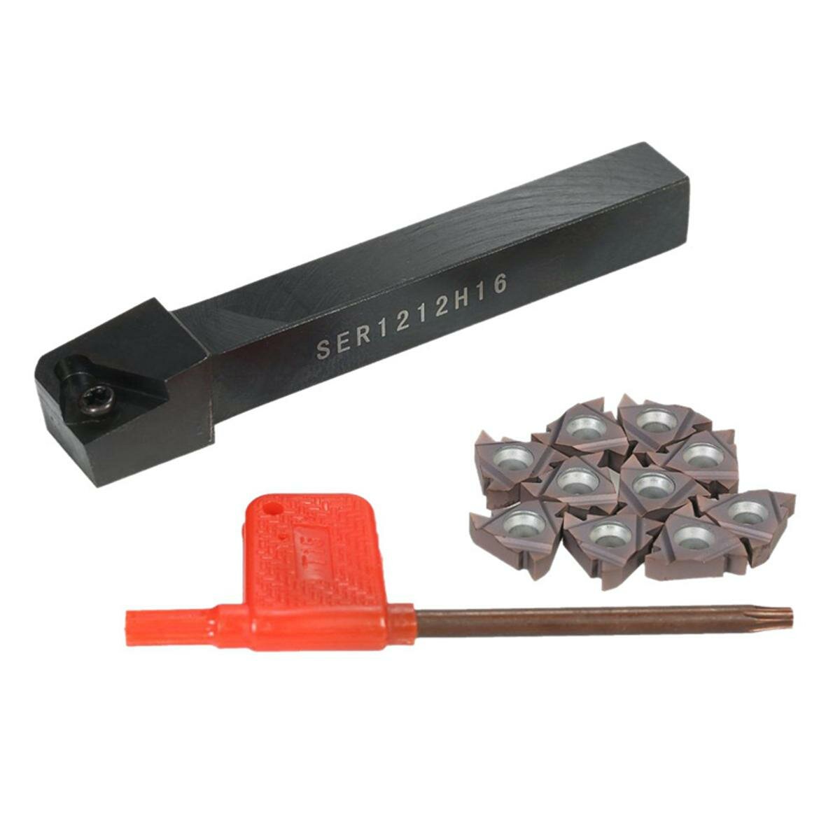 Шт. держатель расточного резца Ser1212H16 с ЧПУ + 10 шт. токарных вставок 16Er Ag60 с ключом для токарного инструмента