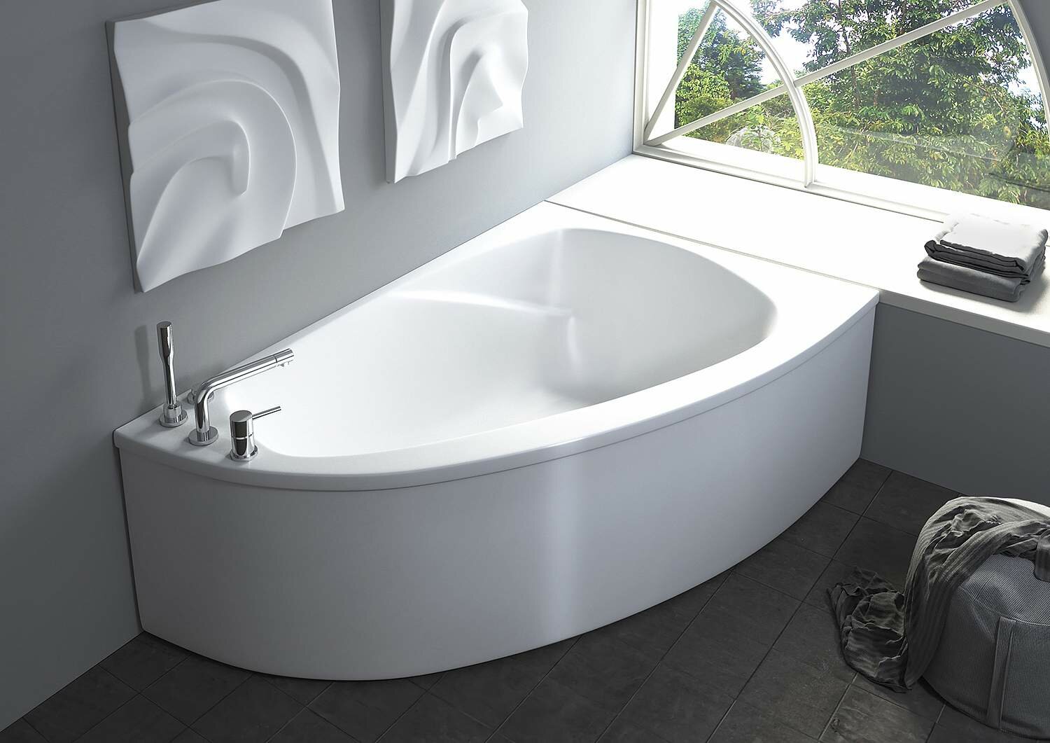 Ванна из литьевого мрамора Astra-Form Тиора правая белая (установочные ножки в комплекте)