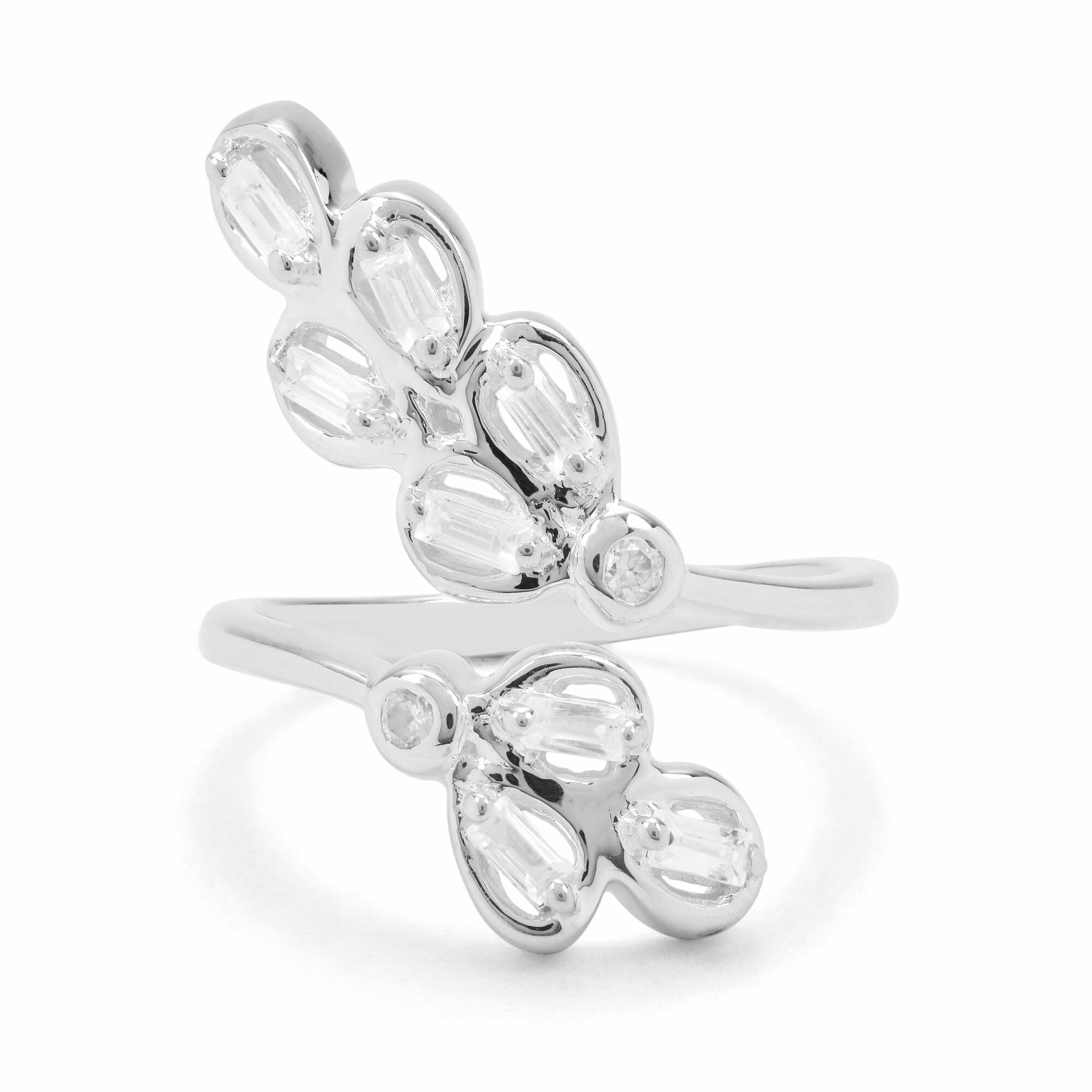 Кольцо, серебро, 925 проба, родирование, фианит