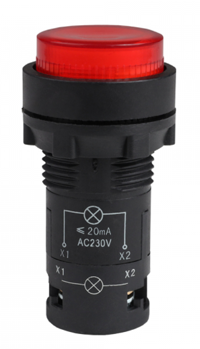 Кнопка управления КЭАЗ OptiSignal Compact D22 С7-PL-M401, красная с подсветкой, 1НЗ 230В AC XB7NW34M2, 362096 / кнопочный пост