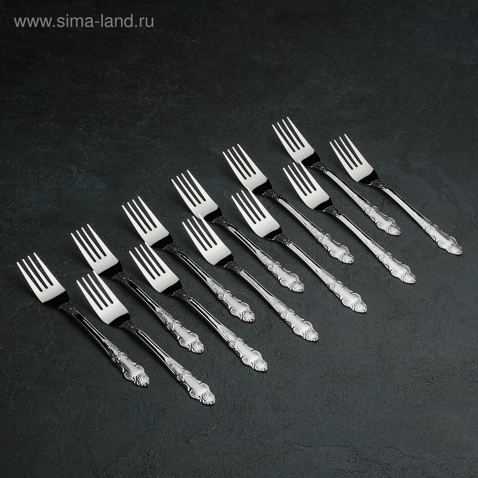 Набор вилок столовых Русиано , h 19 см, 12 шт, серебристый