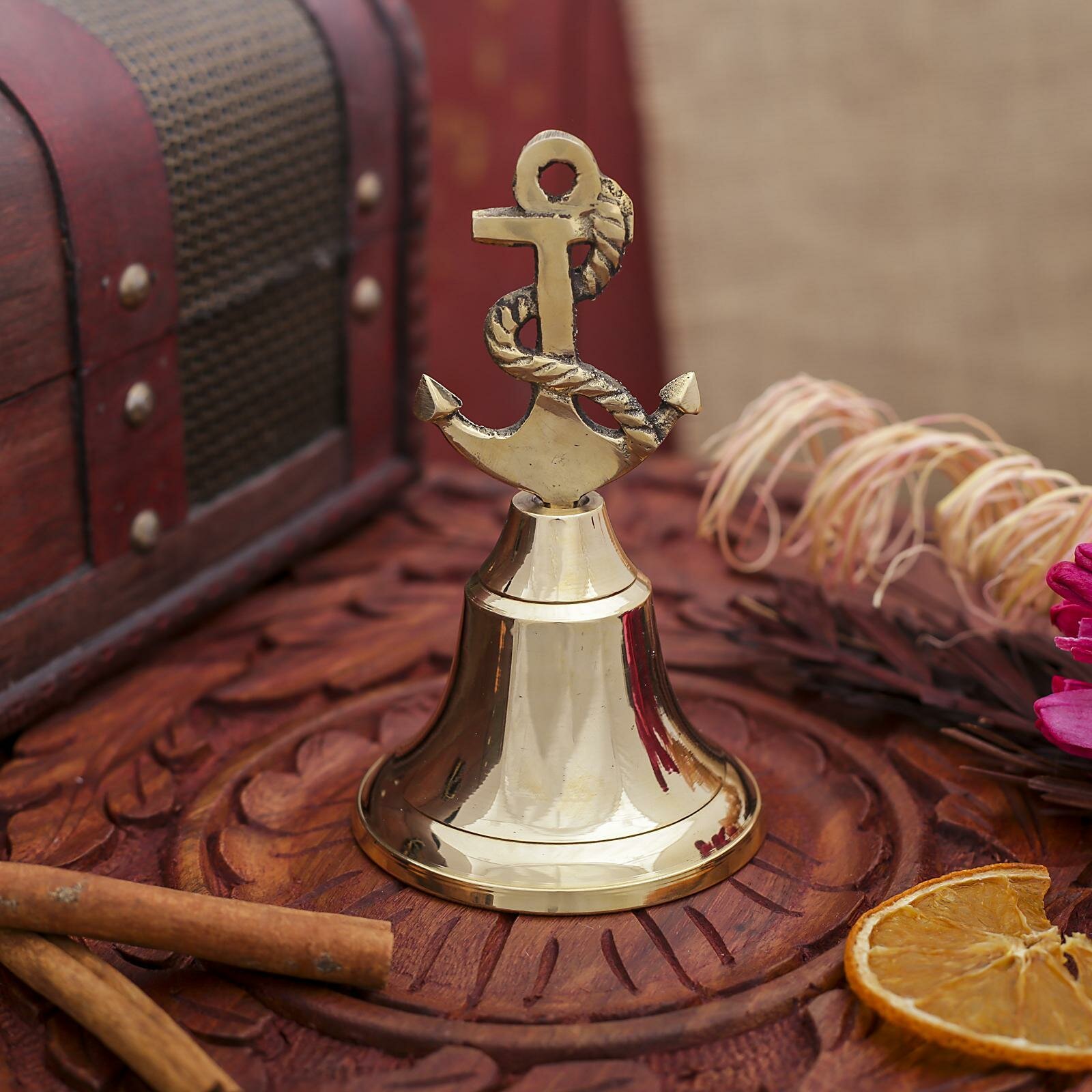 Колокол «Якорь», 12×7×7 см, латунь