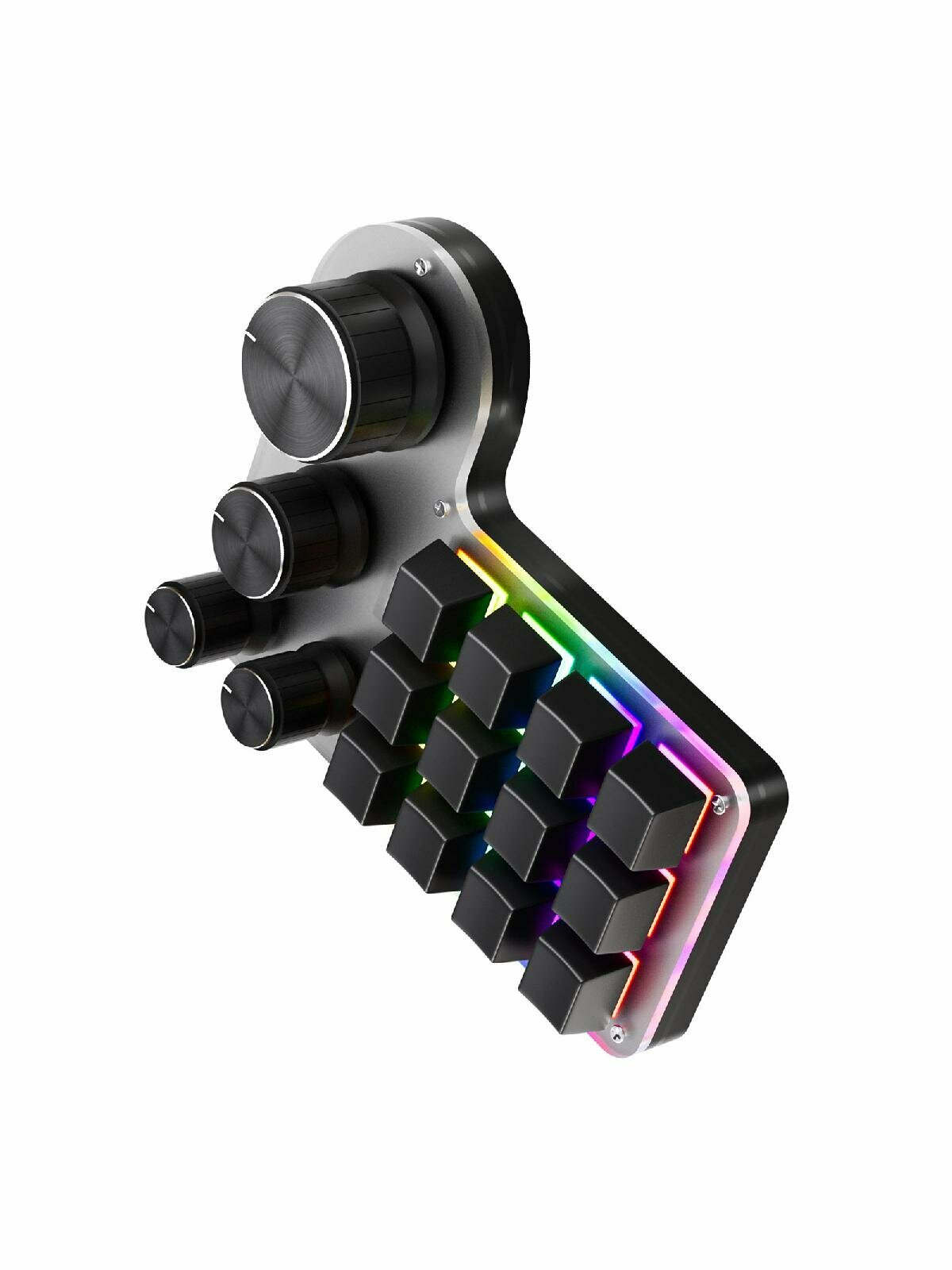 Customizable Mechanical Keypad with 12 Programmable Functions 4-Knob RGB Light for Serious Game Player Mini Keyboard