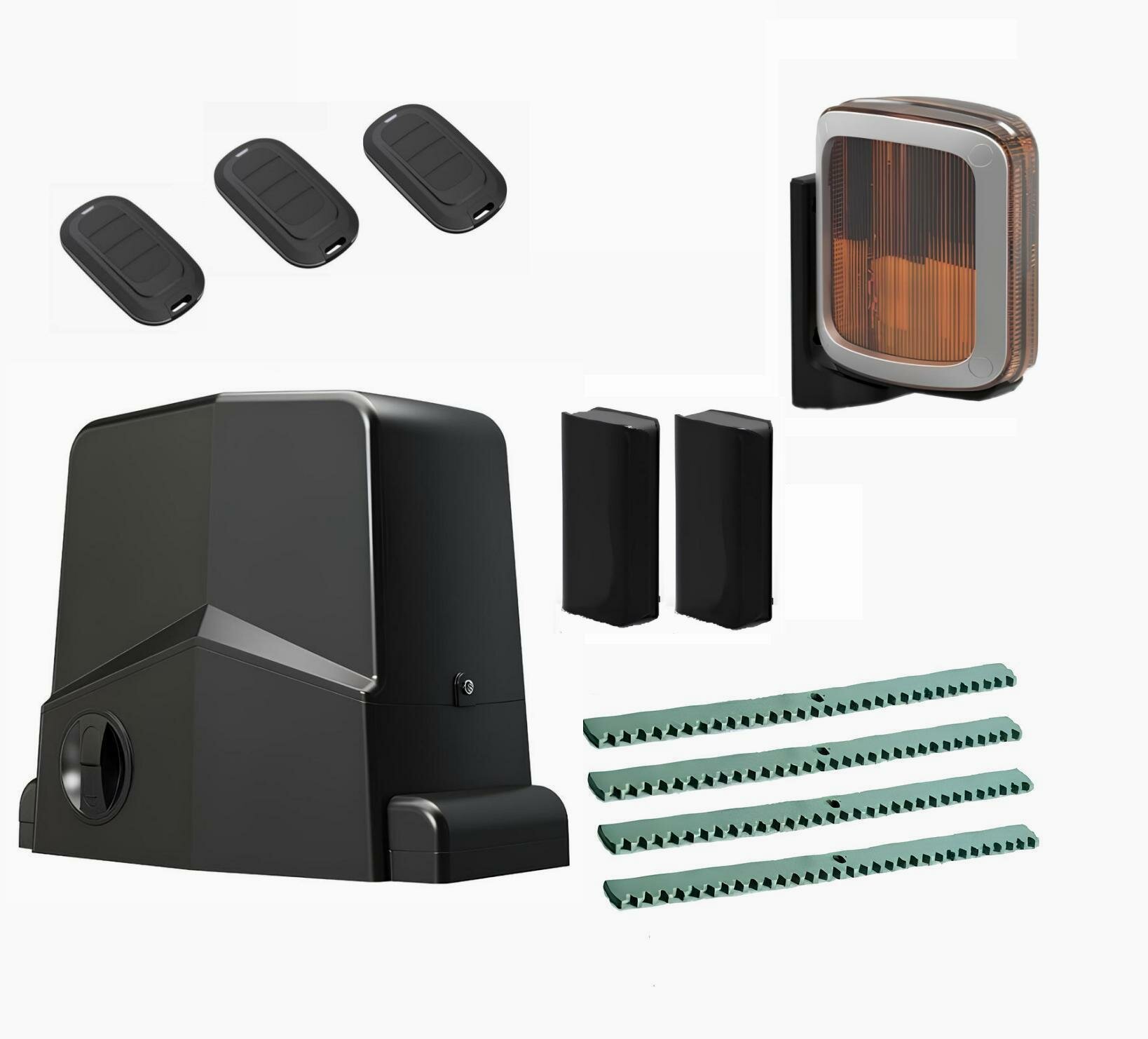 Автоматика для откатных ворот ARW-1000MKIT FULL4-A-Т3, комплект: привод, 3 пульта, лампа, фотоэлементы, 4 рейки