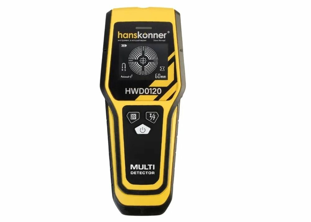 Детектор проводки Hanskonner до 120мм, проводка-дерево-черные и цветные металлы, 9В, HWD0120