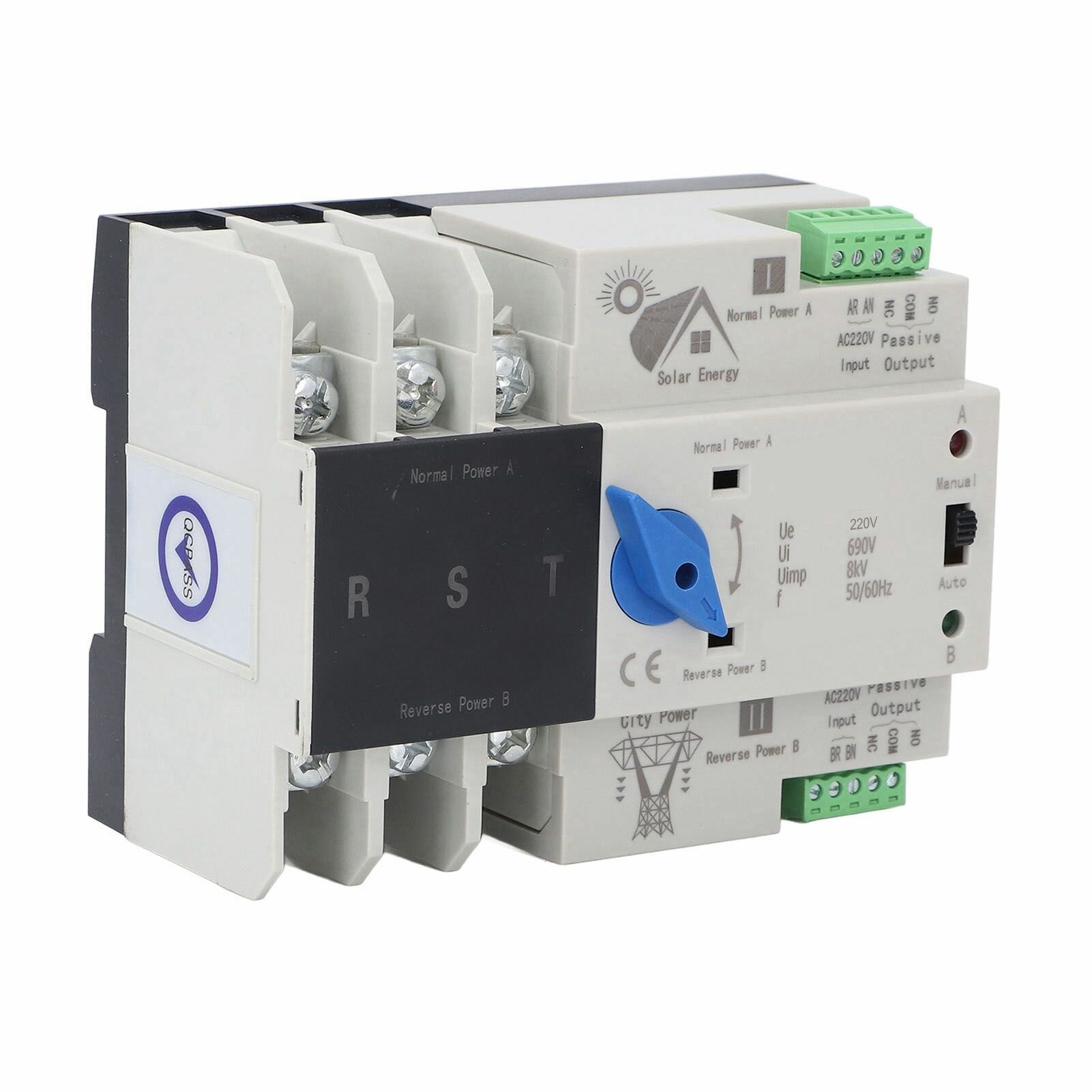 Автоматический переключатель с двойным источником питания 3P 63A, переключение автомата для лабораторий 220V