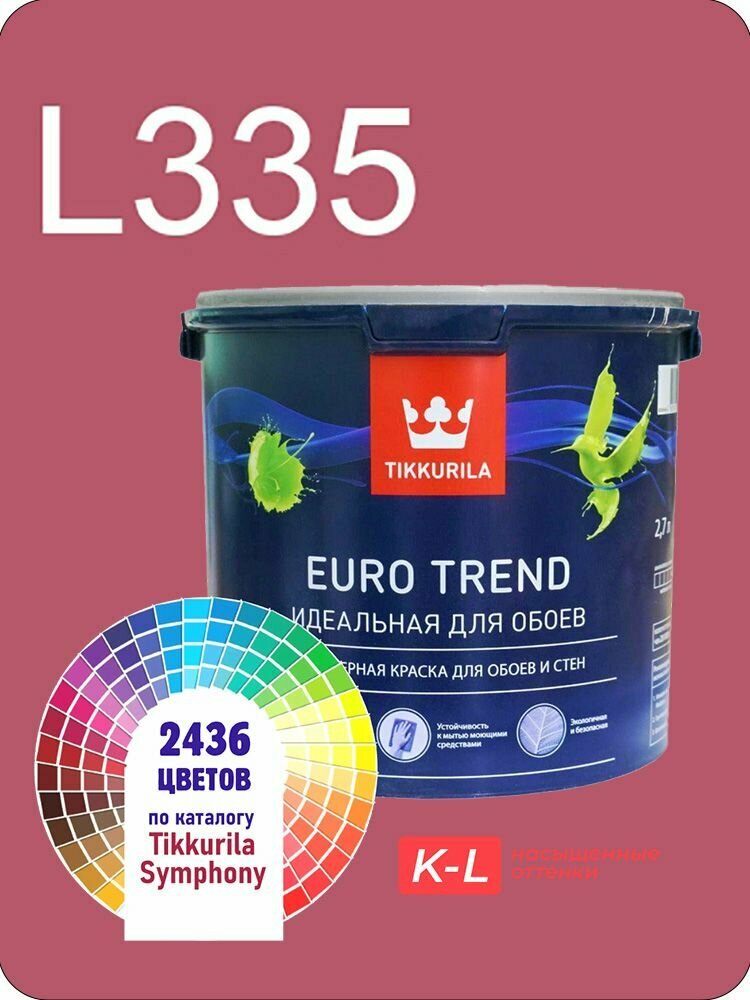 Краска для обоев Tikkurila Euro Trend 2,7л. насыщенные оттенки L335