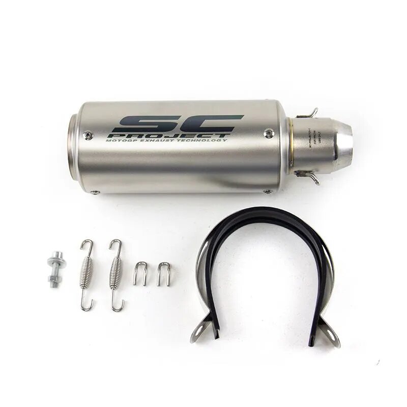 Глушитель для мотоцикла прямоток универсальный на питбайк SC Project Серебристый 51 мм