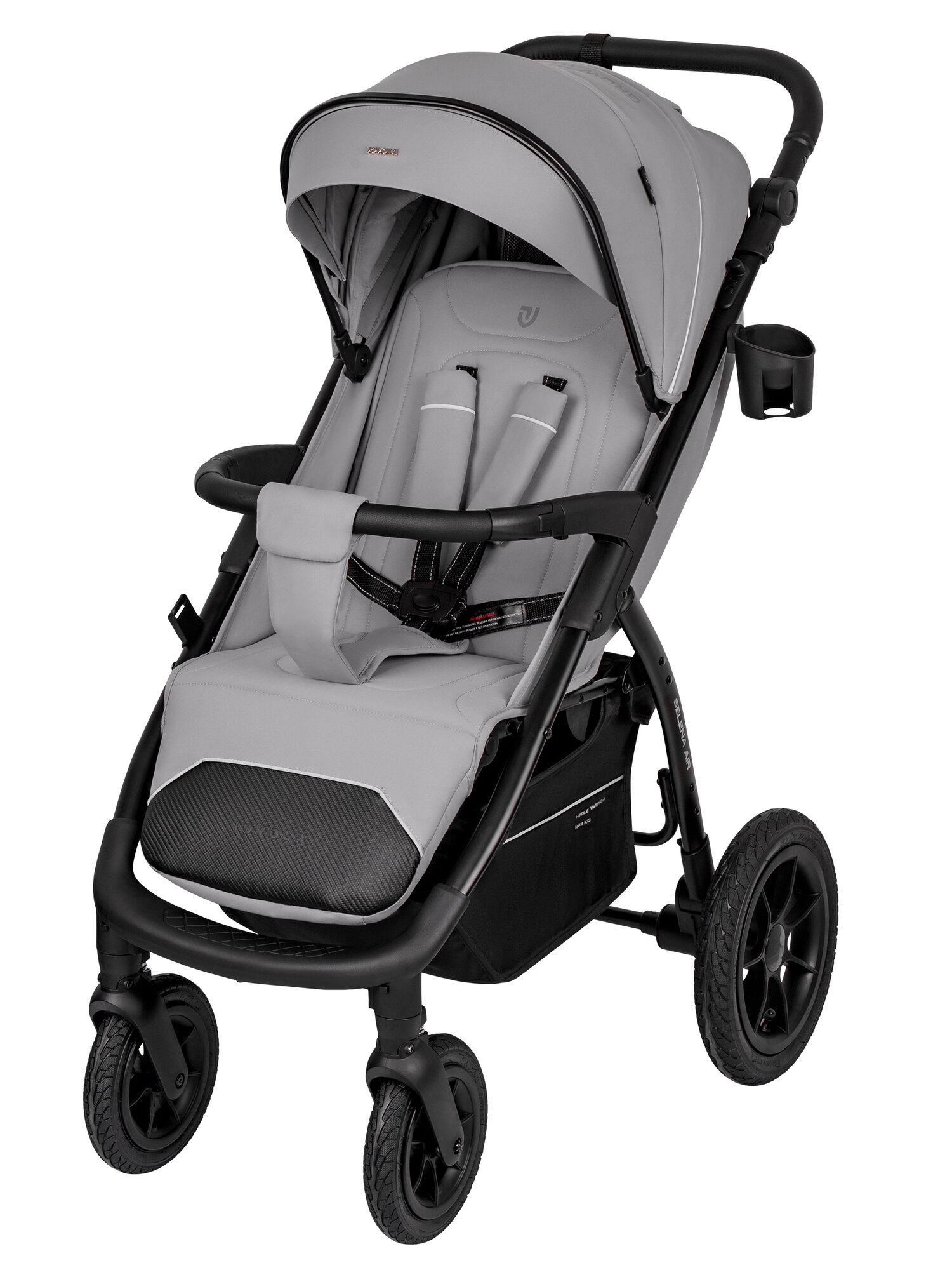 Коляска прогулочная детская Jovola Selena Air NEW с большими колесами, всесезонная, складная, светло-серый