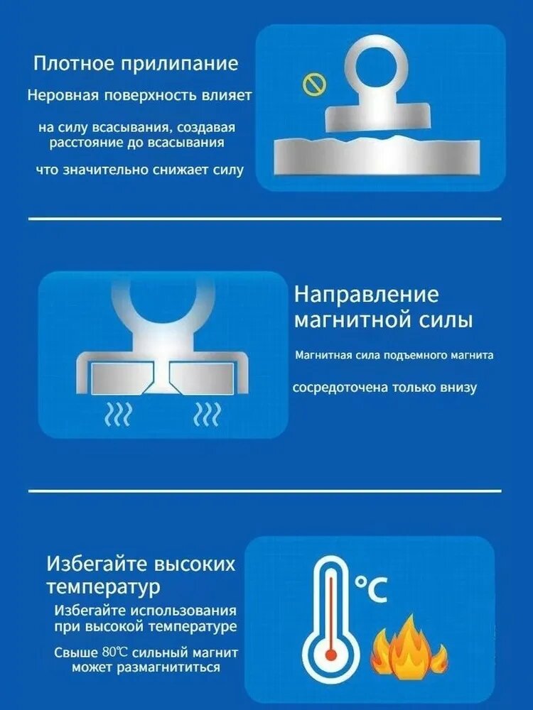 Магнитное крепление неодимовое круглое диаметр 60 мм сила сцепления 120 кг 1 шт — фото 1