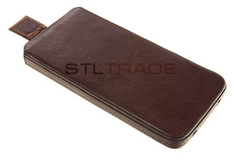 Кожаный чехол с язычком VIP BOX для iPhone 5, коричневый в коробке