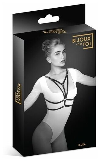 Черная упряжь на грудь Laura, черный, S-M-L