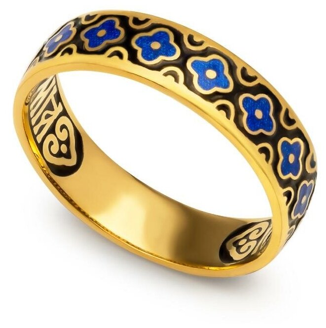 Кольцо обручальное, серебро, 925 проба, золочение, эмаль