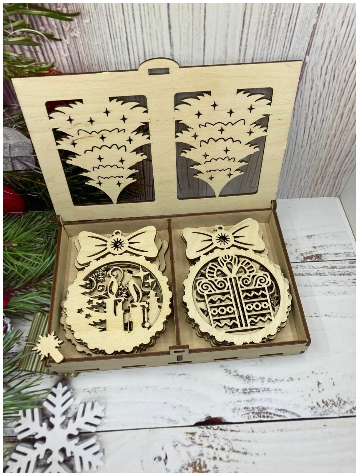 Елочные украшения/Набор Елочных шаров/Елочные украшения из фанеры