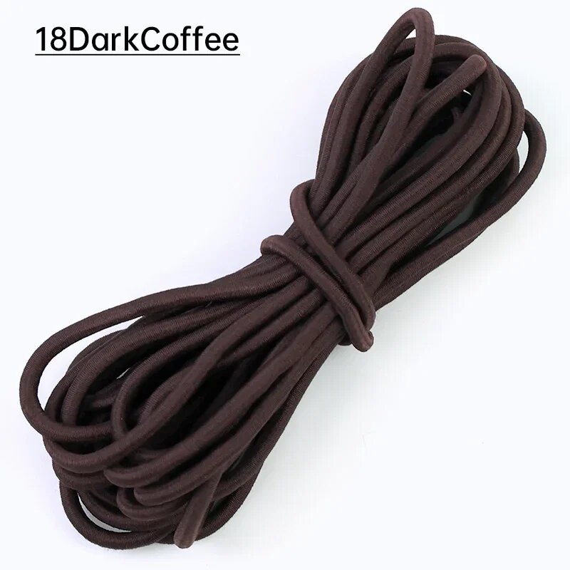 Эластичный шнур Meetee 5 мм, разноцветный Черный, 18DarkCoffee, 10Meters