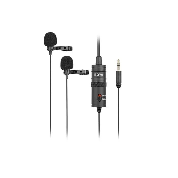Микрофон Boya BY-M1DM, петличный, двойной, универсальный (TRS / TRRS)