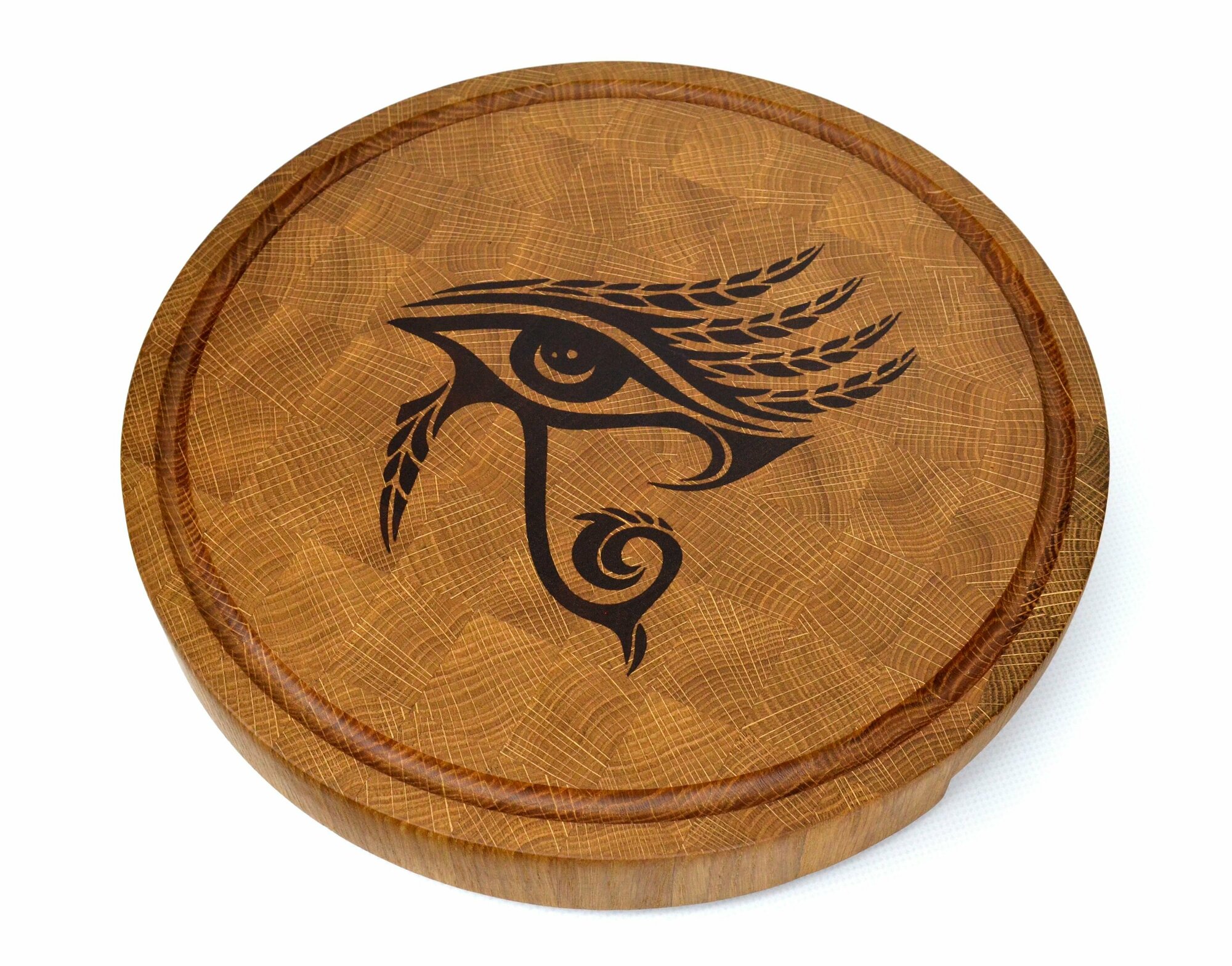 Торцевая доска "Египетский Глаз" Wooden Plate, 29 см, дуб/сапеле
