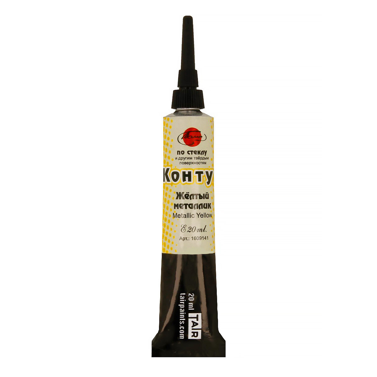 Таир' Контур для стекла металлик №2, 20 мл - стойкий декоративный контур для витражей цвет 1609141 желтый