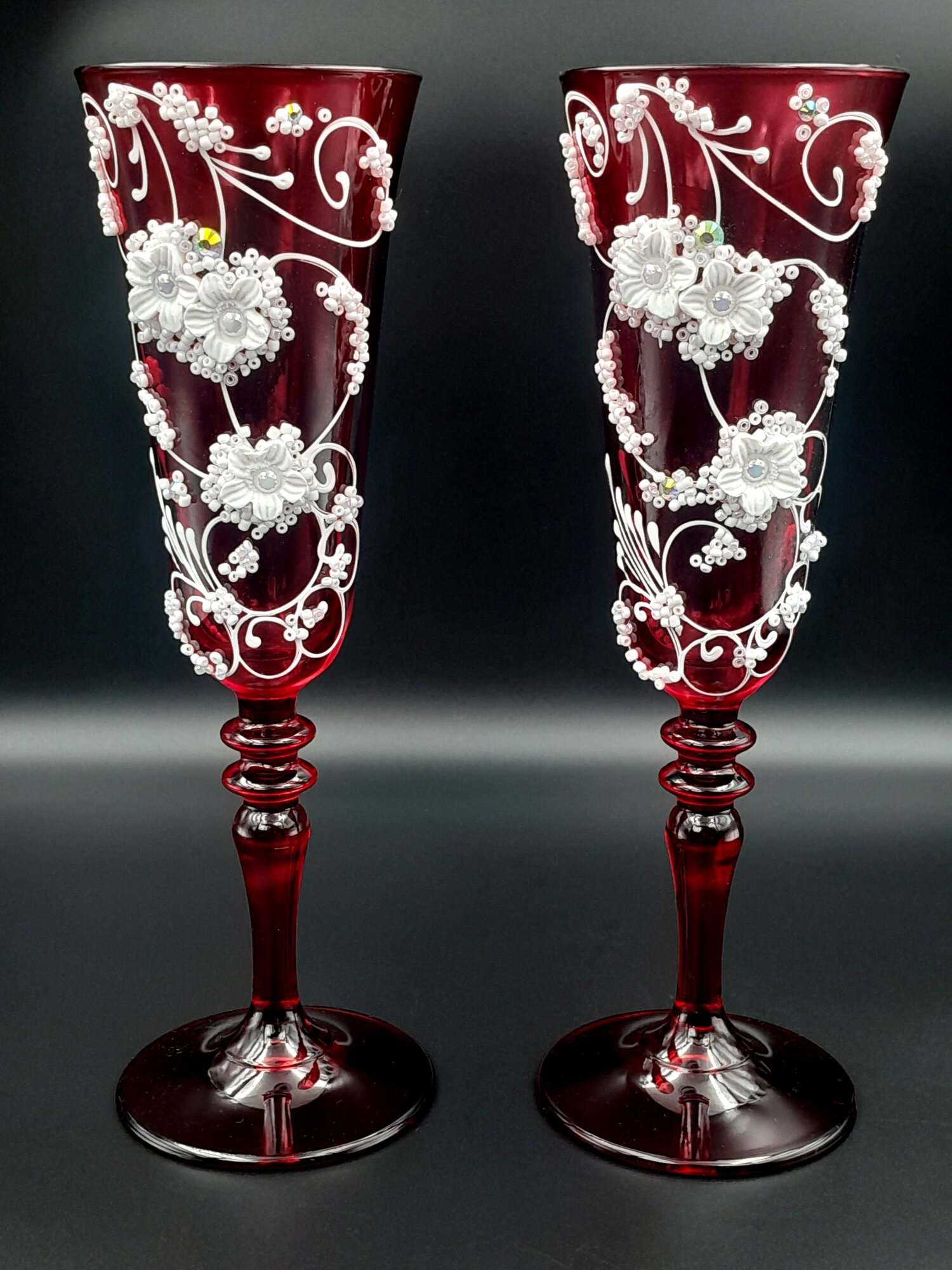 Свадебные бокалы "Художественная лепка"