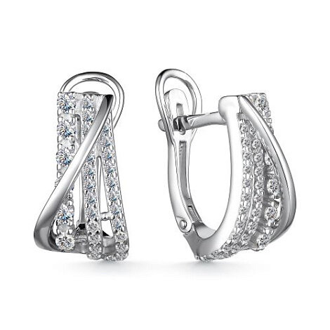 Серьги, серебро, 925 проба, фианит