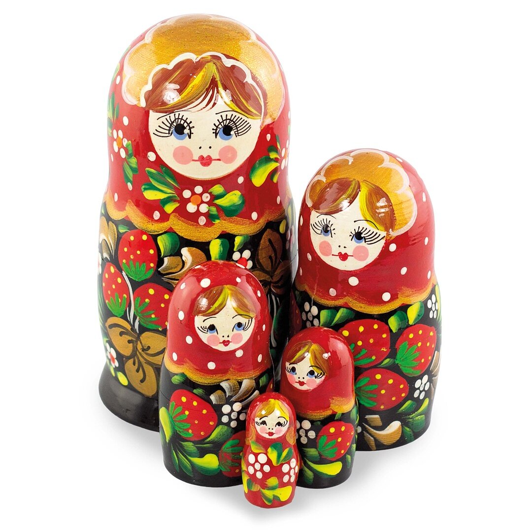 Матрешка деревянная 5 мест 15 см сувенирная продукция Ажна