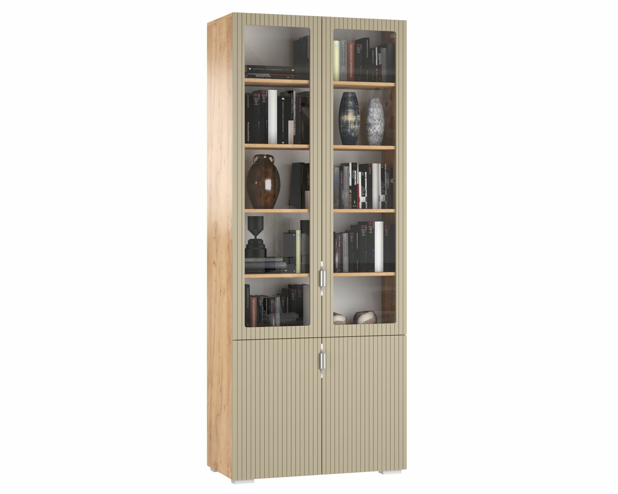 Книжный шкаф "Аметист" 80х200х40, дуб крафт золотой / мокко