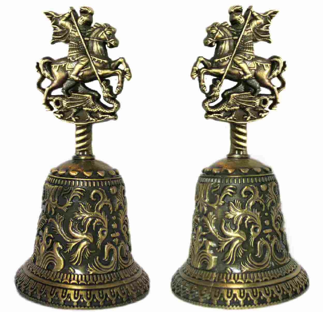 Декоративный колокольчик с фигурной ручкой Георгий Победоносец 10 см