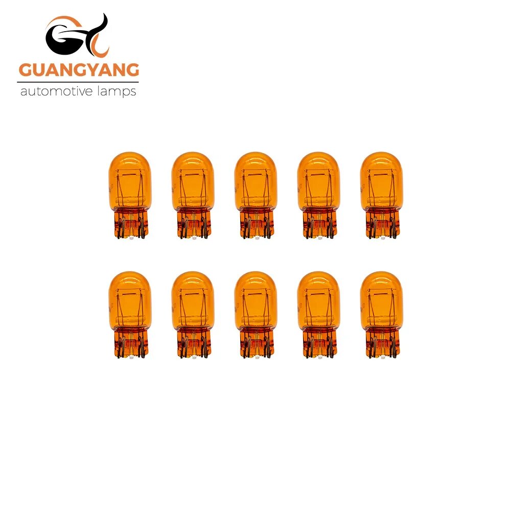 10 шт. T20 7440 7443 W21W W21/5W 12V 21W Натуральный Желтый Янтарный автомобильный галогенный задний стоп-сигнал автомобильная фара дальнего света лампы указателей поворота 7443 Natural Yellow
