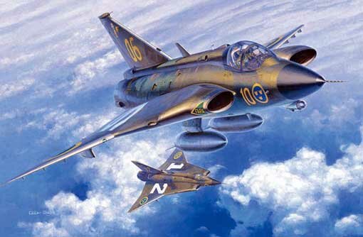 07241 Hasegawa Самолет J35F/J DRAKEN (SWEDISH AIR FORCE INTERCEPTOR) масштаб 1/48