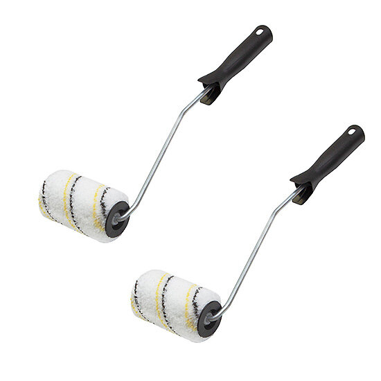 Валик малярный микрофибра 100 мм стержень 6 мм ворс 9 мм для водной основы с ручкой удлиненный (2 шт.)