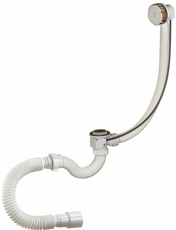 Орио А-24089 Сифон для ванны 1 1/2"х40, тип "S", п/автомат, с переливом и гиб. трубой
