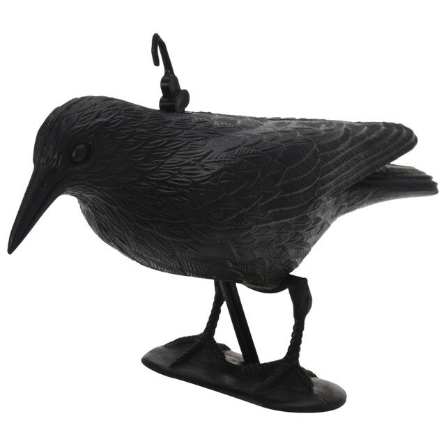 Фигура садовая ворона с крючком 355x190x130 мм из полипропилена черная для дачного участка