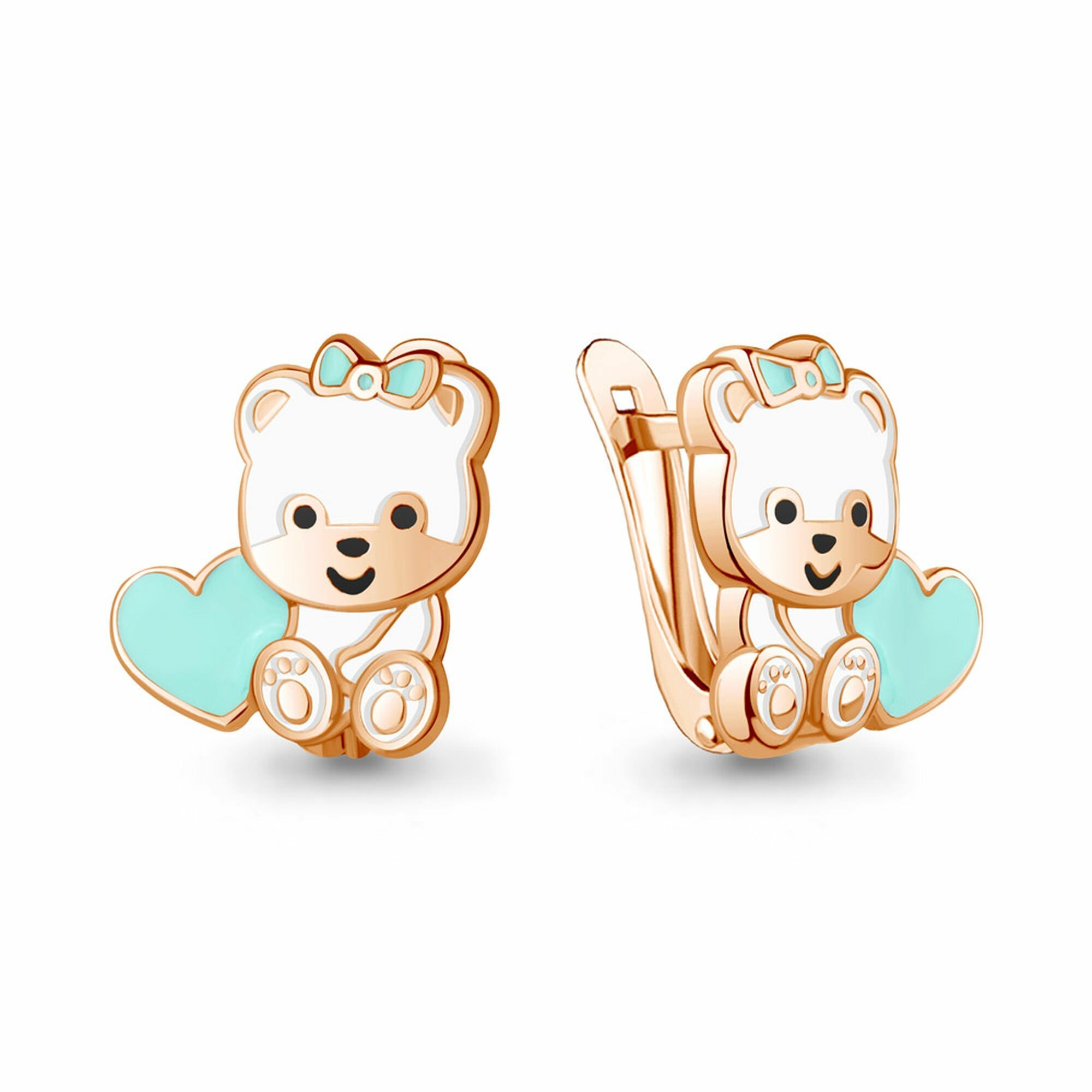 Серьги, серебро, 925 проба, золочение, эмаль