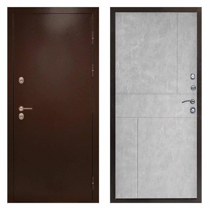 Дверь входная металлическая с терморазрывом Сибирь 3К Горизонт бетон светлый Paputin's Doors 860 х 2050 мм Правая