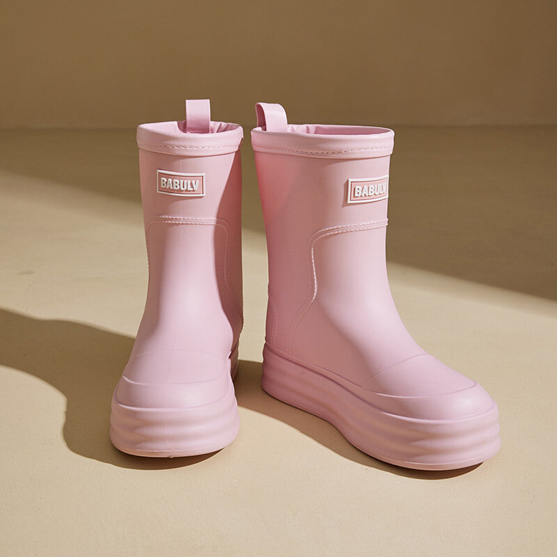 Летние полусапожки, модные резиновые сапоги, женские резиновые сапоги со шнурком и подгибкой, для улицы, для кухни, работы, резиновая обувь из ПВХ, водонепроницаемая обувь плюс бархат