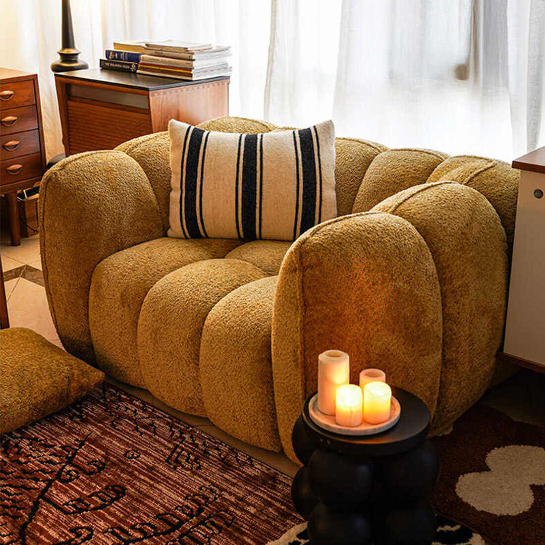 Мягкое дизайнерское кресло Pumpkin Chair (желтый)