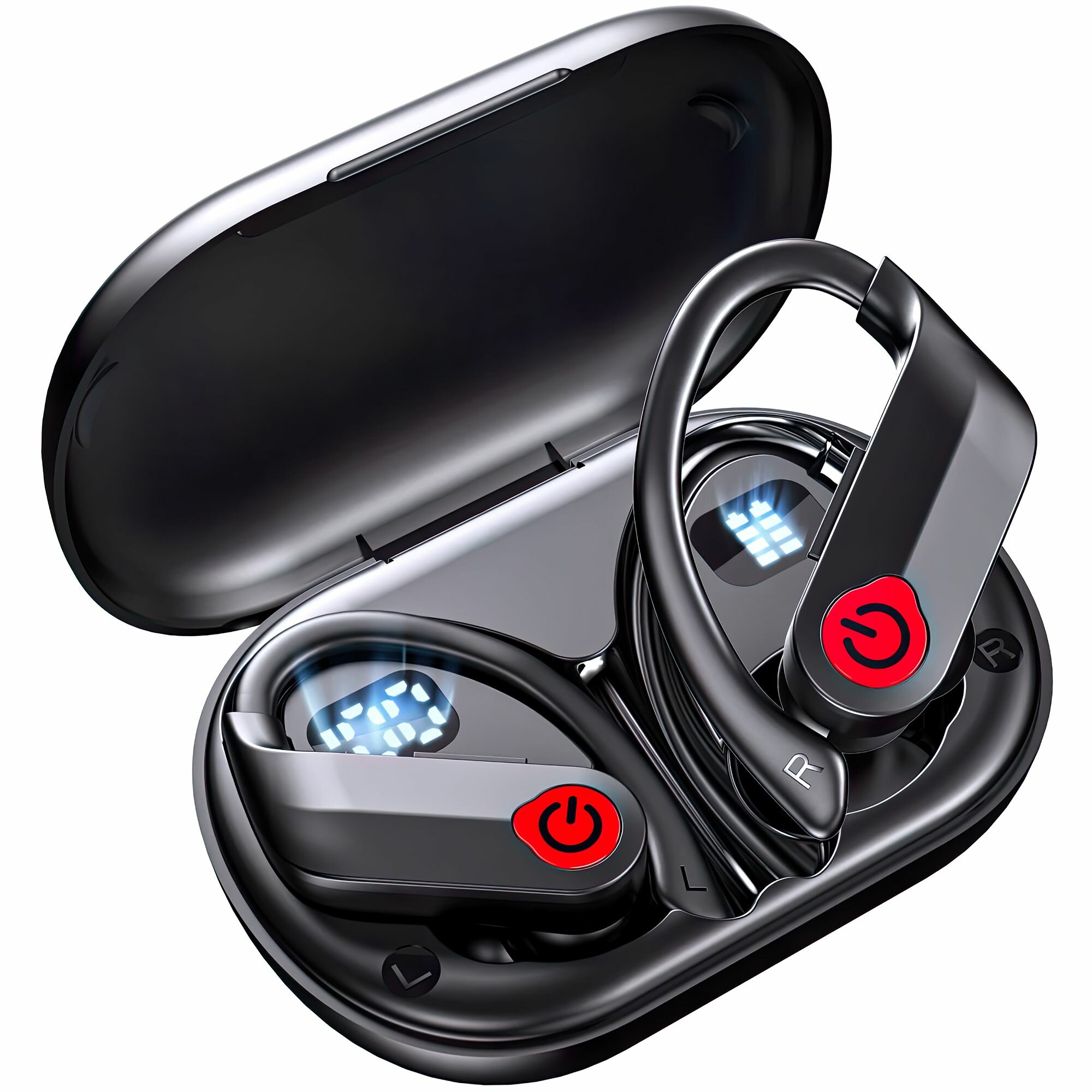 Bluetooth-наушники HD-звонки 60 часов игрового времени Накладные наушники с сенсорным управлением и заушными крючками для спорта/бега/работы/игр