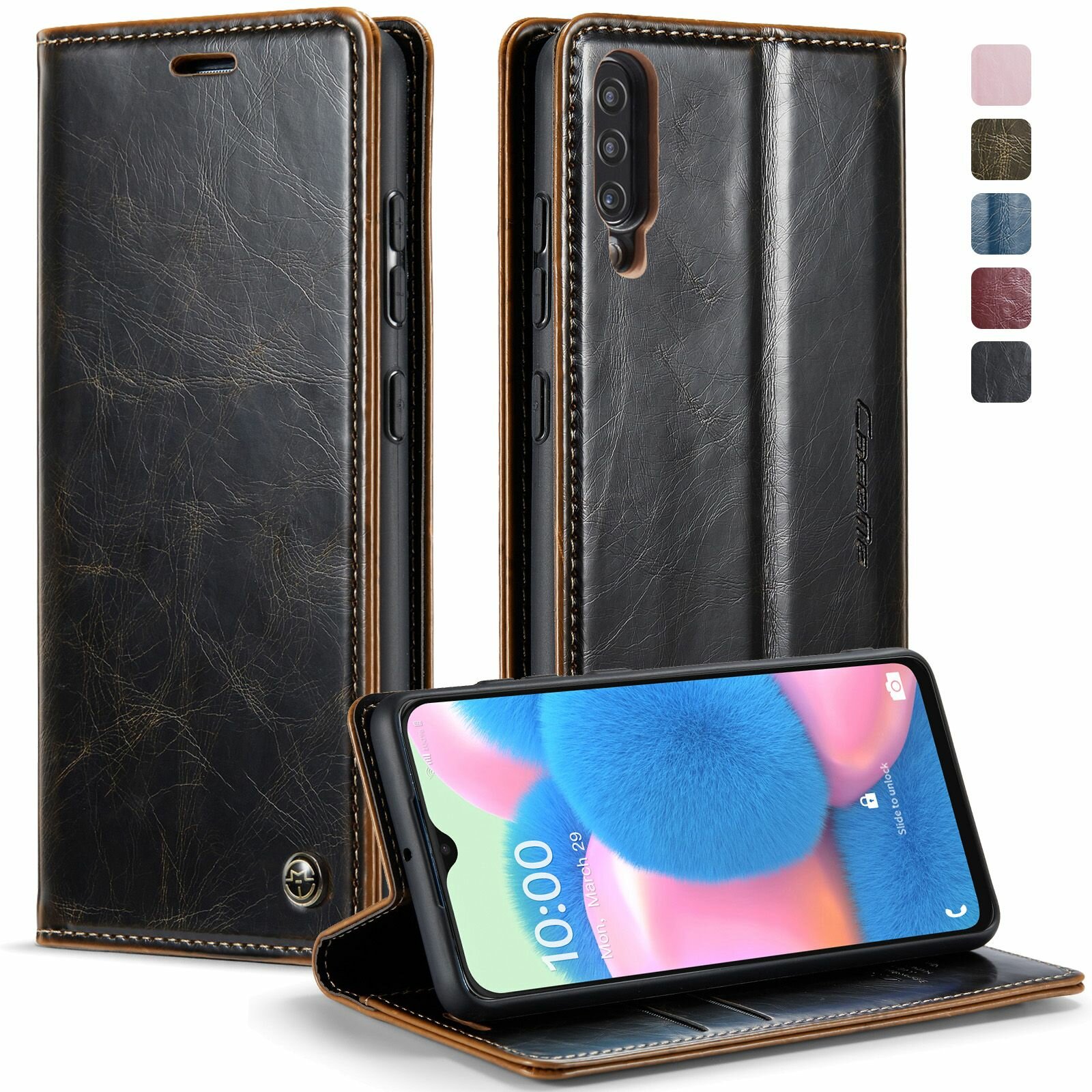 CaseMe Кожаный книжка чехол для Samsung Galaxy A30S / A50 / A50S / Самсунг A30S / A50 / A50S с визитницей из экокожи