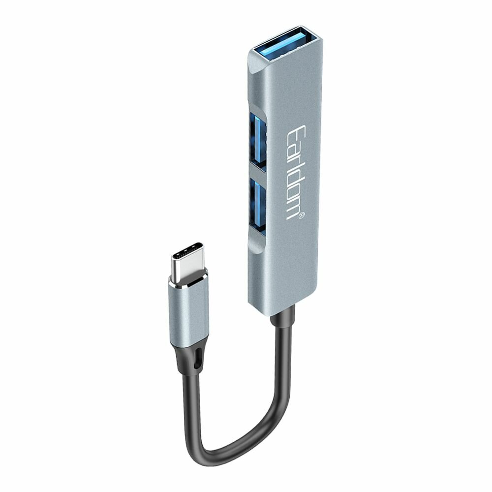 Хаб USB-C Earldom ET-HUB10 3xUSB 3.0/Type-C (серый)