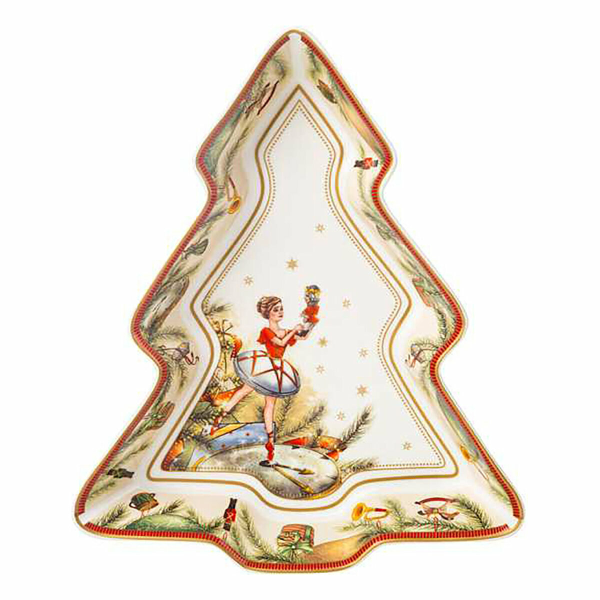 Lefard фарфоровое блюдо Щелкунчик Ёлка 85-1925-VV92 коллекционная сервировка праздничного стола