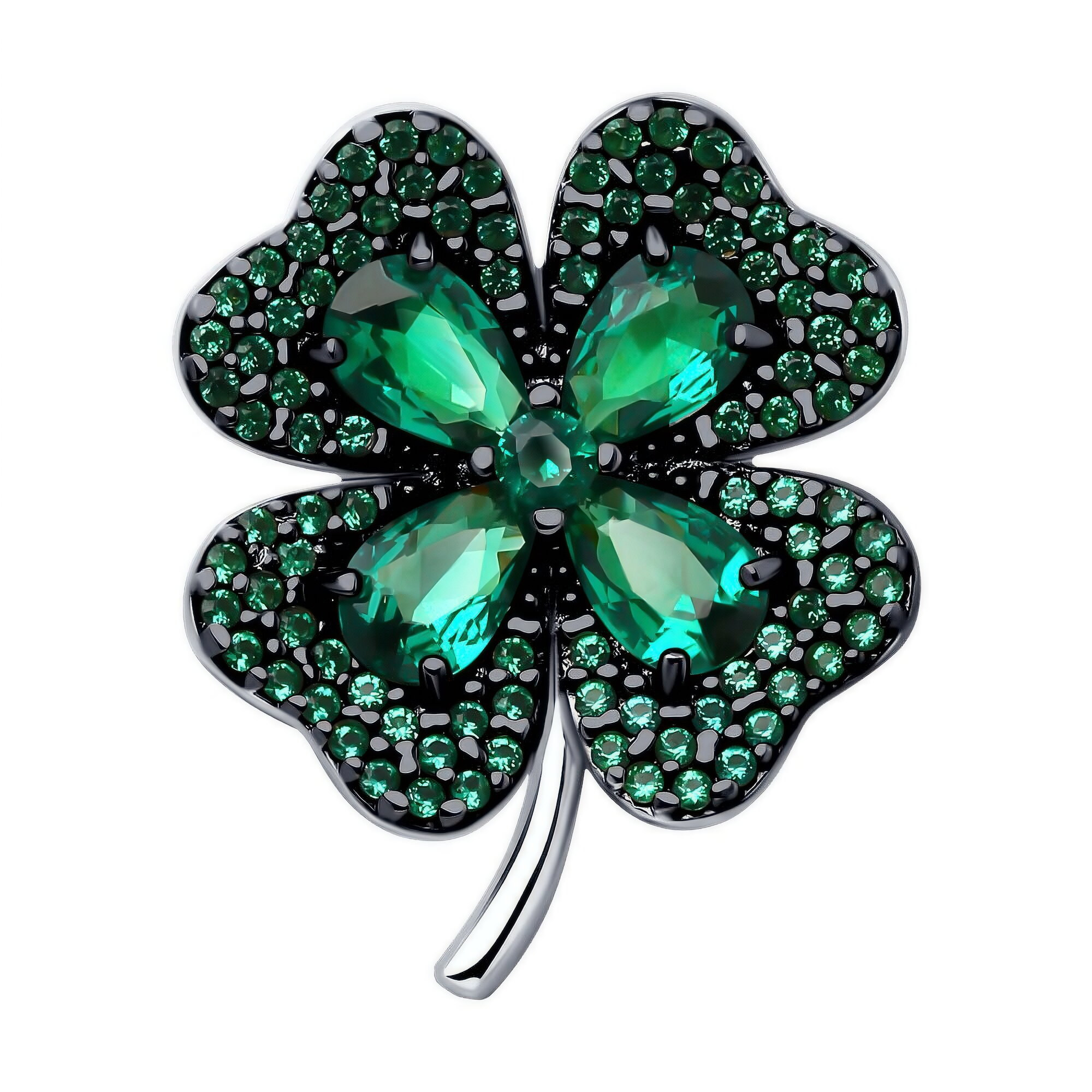 Брошь, серебро, 925 проба, родирование, фианит