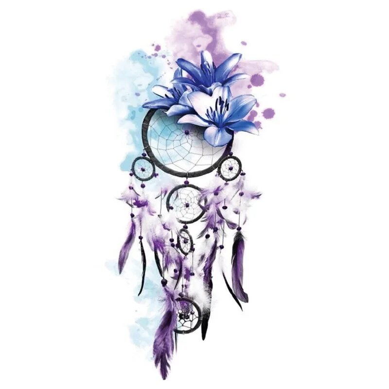Временная татуировка Dreamcatcher с цветами, цвет 07